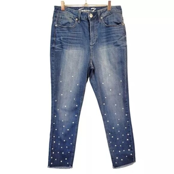 Seven7 | Jeans | Seven 7 High Rise Beaded Skinny Jeans Medium Wash ...